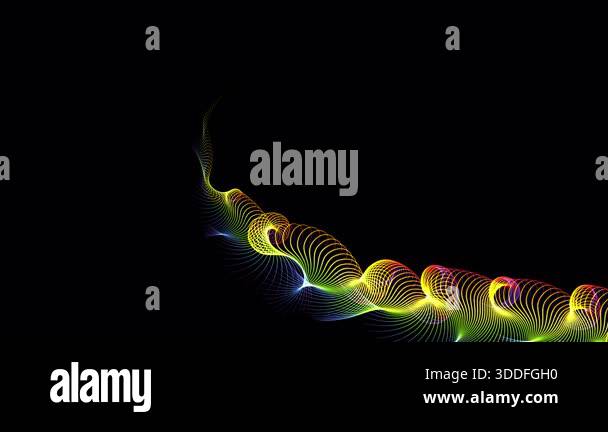 Abstract flowing circular wave structure animation in vibrant rainbow ...