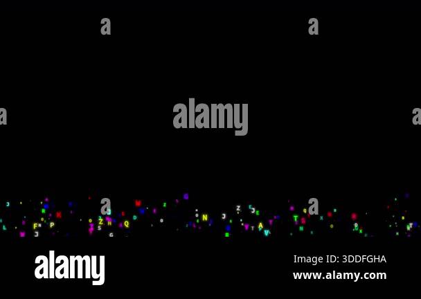 Abstract animated background with flowing random letters in changing ...