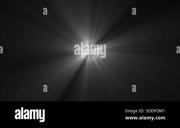 Abstract animated white center spotlight with rays, background or ...