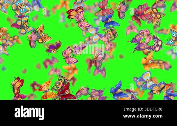 Vibrant butterflies fluttering against a green backdrop Stock Video ...