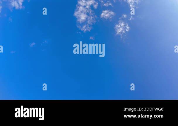 Time-lapse of the summer sky, white clouds moving quickly above the ...