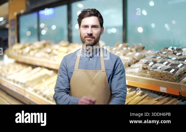 Portrait happy confident male small business bakery owner posing and ...