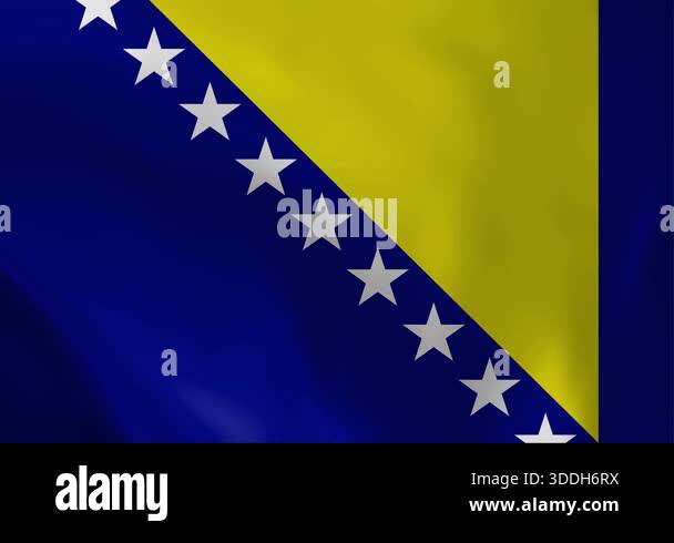 A high-quality, seamless loop video showing the national flag of Bosnia ...