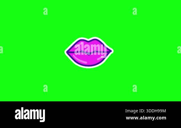 Lips animation in green screen Stock Video Footage - Alamy