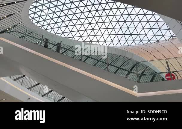 Modern high-speed railway waiting hall escalator Stock Video Footage ...
