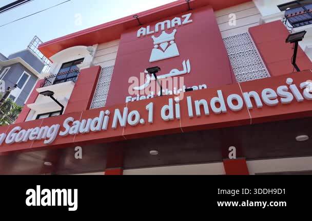 Makassar, November 2, 2025: Exterior facade of ALMAZ Fried Chicken ...