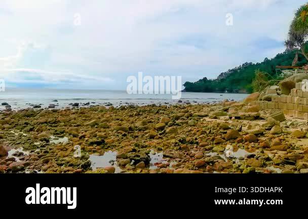 Amazing rocky Kalim Beach tropical landscape panorama view with blue ...
