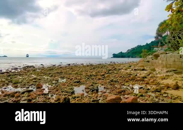 Amazing rocky Kalim Beach tropical landscape panorama view with blue ...