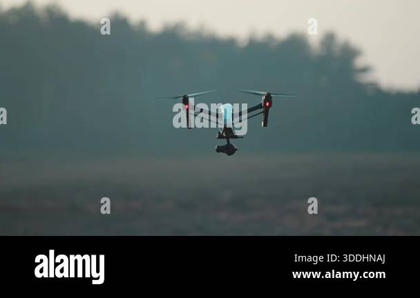 Smart agricultural drone gadget flying scanning rural farm fields for ...