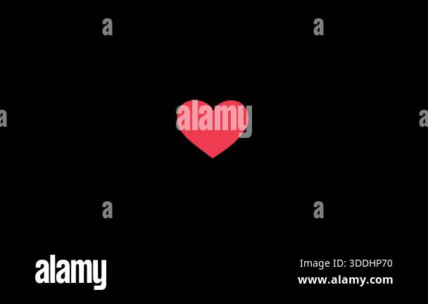 A vibrant red heart symbol set against a sleek black background ...