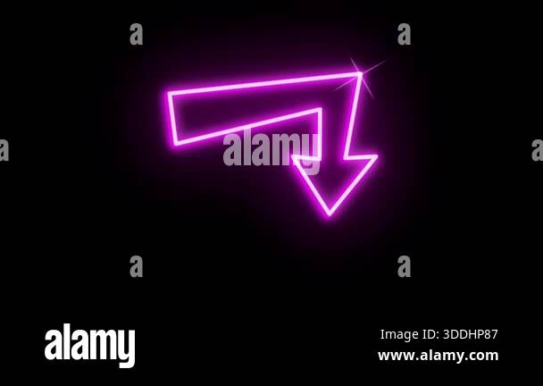 Vibrant neon pink arrow glowing on black background, suggesting dynamic ...