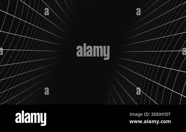 Horizontal White Color Grid Curve Loop Rotation Animation on Black ...