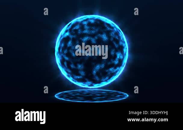 The animated glowing blue ball resembles an energy sphere or a ...
