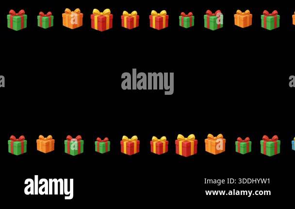 Colorful gift boxes decorative frame motion graphics with plain black ...