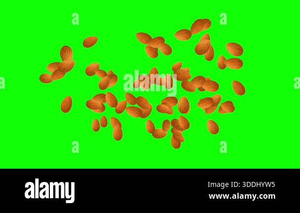 Fresh Almonds fountain stream on green screen background Stock Video ...