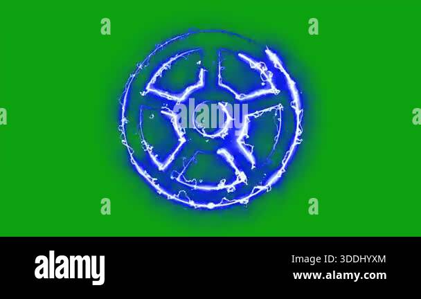 Wheel shape with lightning energy sparks path effect on green screen ...