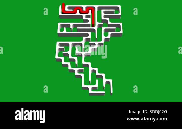 Indian Rupee shaped 3d maze with solution path effect on plain black ...