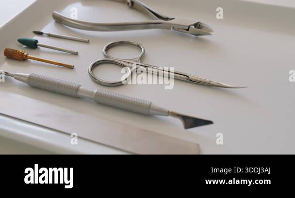 Nail care tools. Professional tools, nail file, scissor, nippers and ...