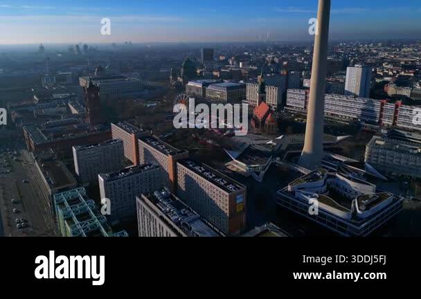 Aerial view of Berlin featuring the iconic TV Tower and city ...