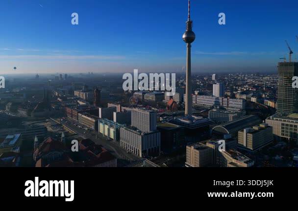 Aerial view of Berlin featuring the iconic TV Tower and city ...