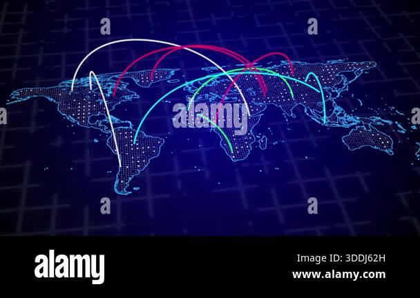 3D Map Animation Dynamic Geographic Visualization Motion Graphic Stock ...