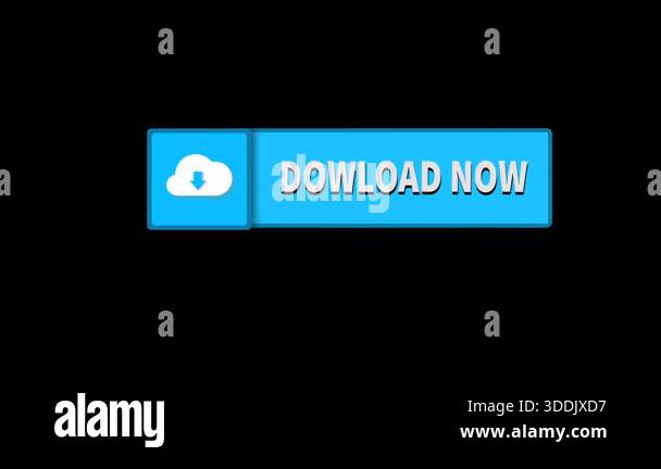 Blue download now button with cloud icon, flat UI element for file ...