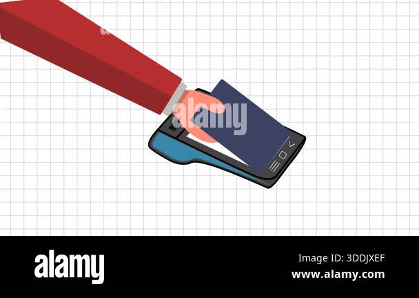 Mobile device showing virus alert icon on screen, flat illustration ...