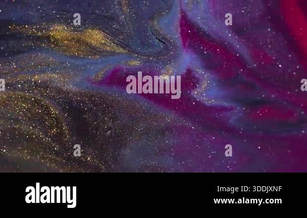 Sparkling ink. Blur bokeh glitter. Defocused golden red blue colorful ...