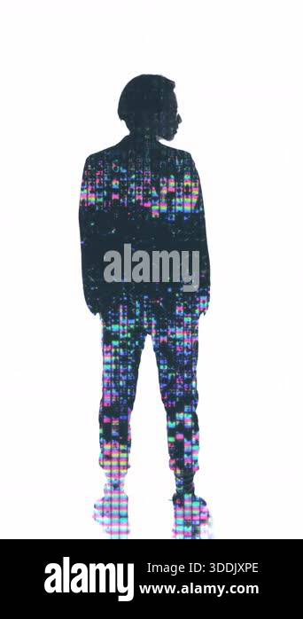 Vertical video. Digital business. Smart silhouette. Colorful liquid ...