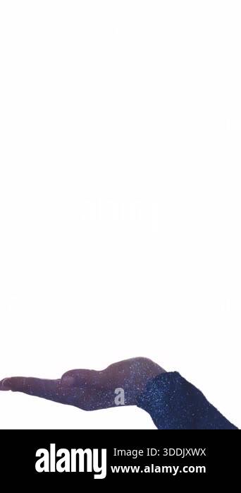 Vertical video. Beauty advertising. Facial cosmetology. Double exposure ...