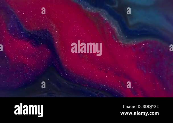 Blur acrylic fluid. Glitter ink. Defocused red blue crimson colorful ...