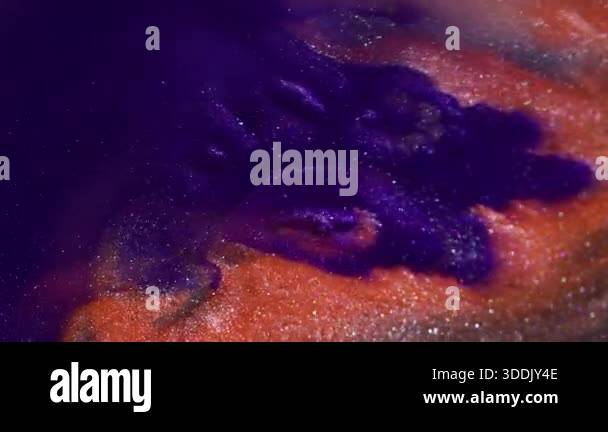 Shimmer flow. Blur paint blend. Defocused orange blue purple color ...