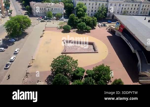 Odessa, Ukraine, August 12, 2025:- A large square in the city on a ...