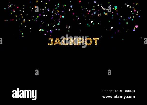 big golden JACKPOT text with many confetti shooting at you from below ...