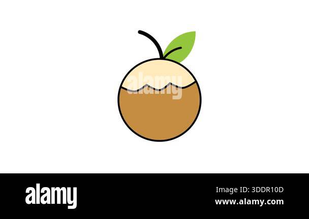 Coconut animation symbol featuring rounded shape thick stroke clean ...