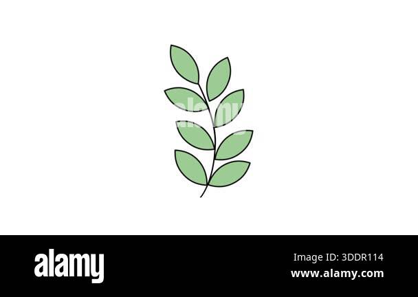 Botanical Leaf Icon Featuring Simple Outline Design with Light Green ...
