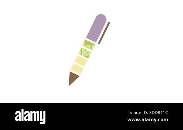 Pen animation graphic representing simple writing accessory in flat ...