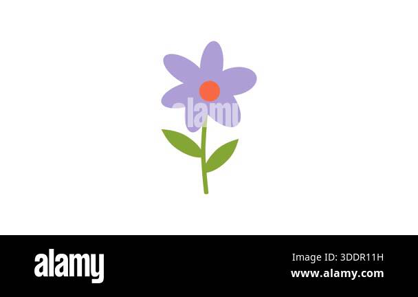 Floral Icon Design with Lavender Blossom and Orange Core in Modern Flat ...