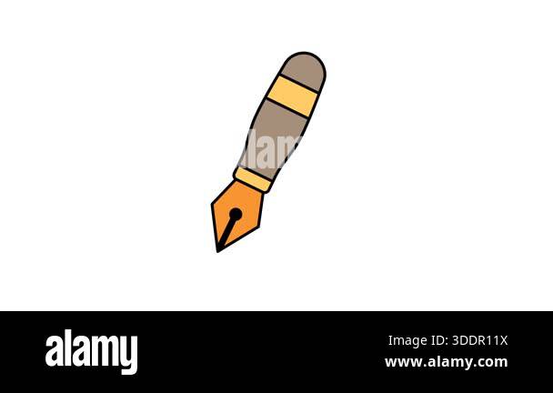 Fountain pen animation graphic representing vintage stationery object ...