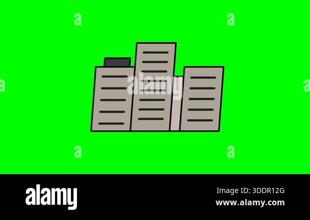 Office building animation icon featuring modern city skyline blocks ...