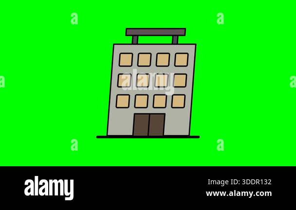 Office building animation symbol featuring corporate architecture clean ...