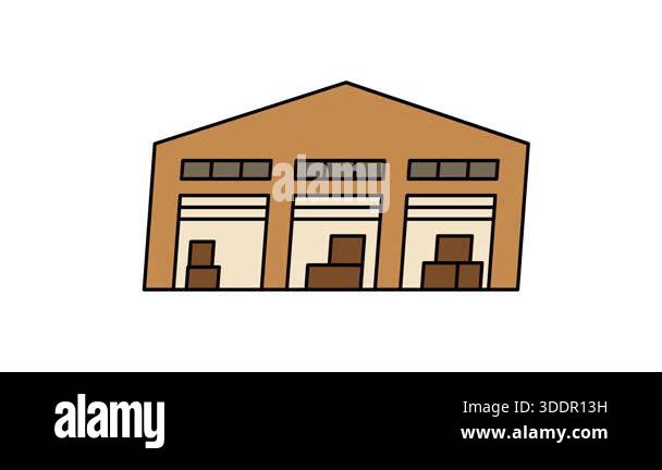 Warehouse building animation graphic representing distribution center ...