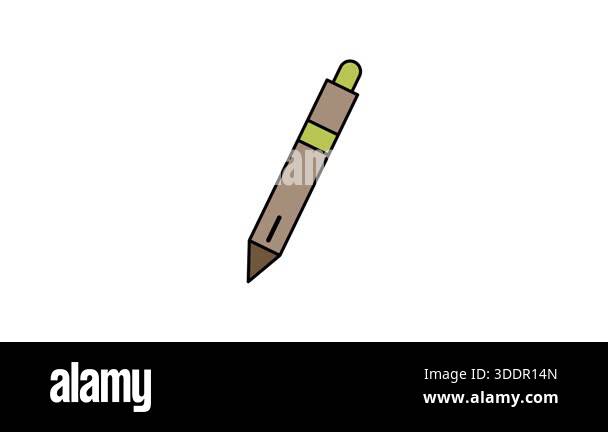 Pencil animation icon showing simple wooden writing tool in flat ...