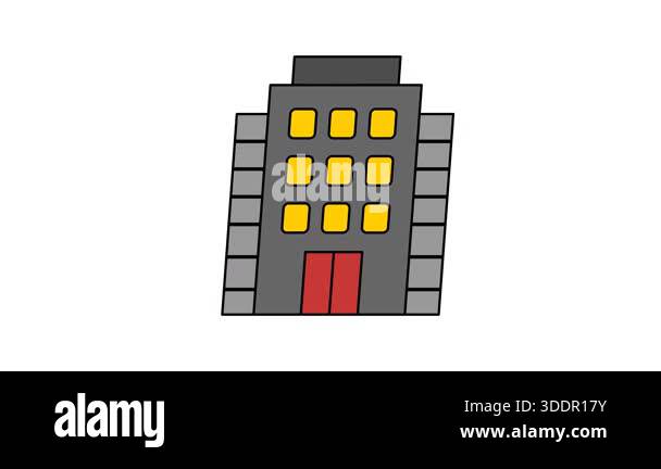 Office building animation graphic depicting contemporary commercial ...