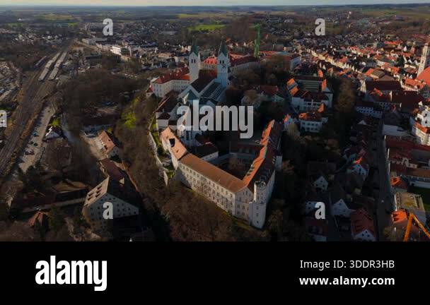 Freisinger Dom Germany, Bavaria aerial view in winter in sunny weather ...
