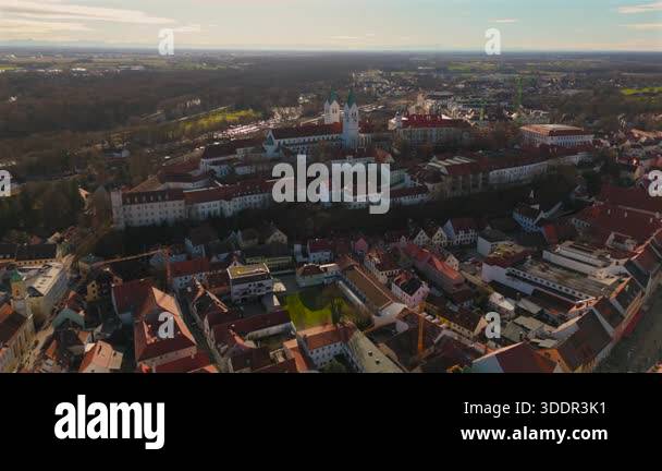Freisinger Dom Germany, Bavaria aerial view in winter in sunny weather ...