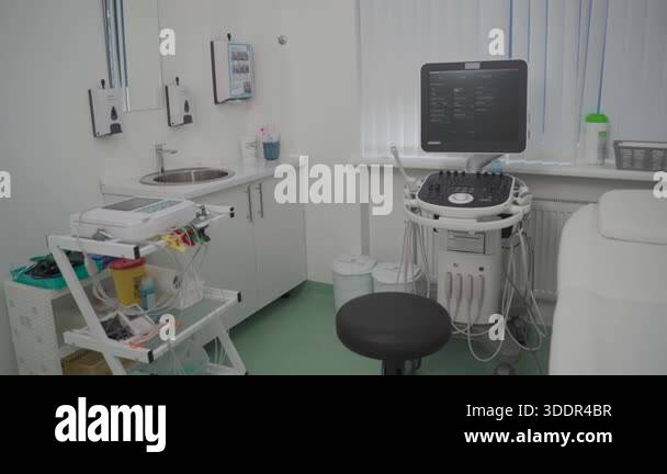 Interior of hospital room for ultrasonic diagnostics. Sono ultrasound ...