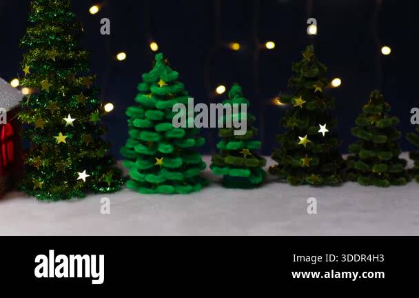 On a dark blue background with flashing lights among many green ...