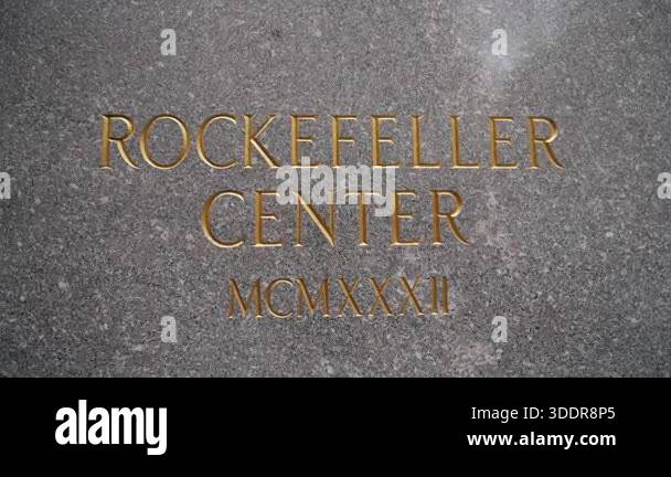 Gold Lettering Granite Rockefeller Center Plaque, CloseUp View Of ...