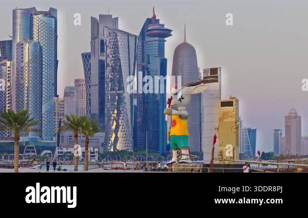 Doha, Qatar-October 26 2025:Doha Qatar skyline from corniche promenade ...